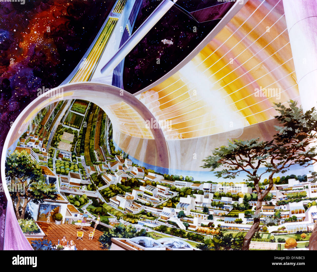 Space Colony Art from the 1970s Toroidal Colonies Stock Photo - Alamy