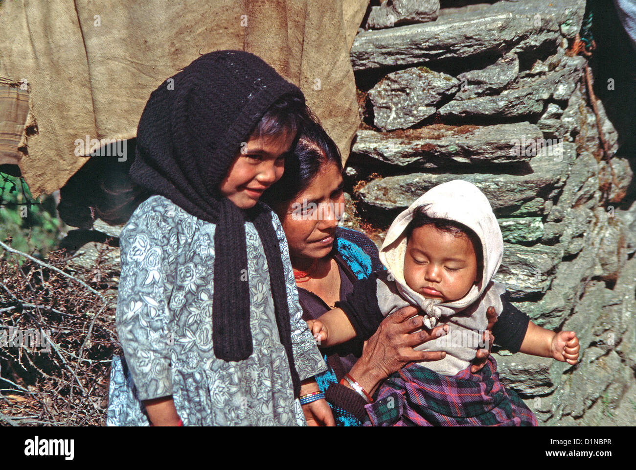 A Limbu mother and children, Eastern Nepal Stock Photo - Alamy