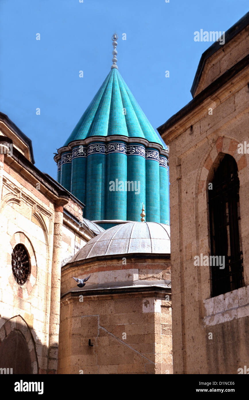 The blue turret of the Konya Mevlana Museum, Turkey Stock Photo - Alamy