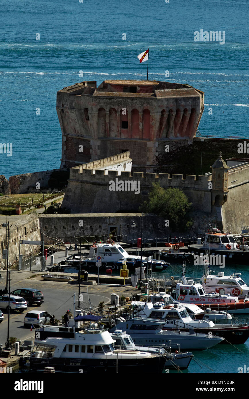 Old tower to harbour entrance, City Portoferraio, Elba Tuscany Italy ...
