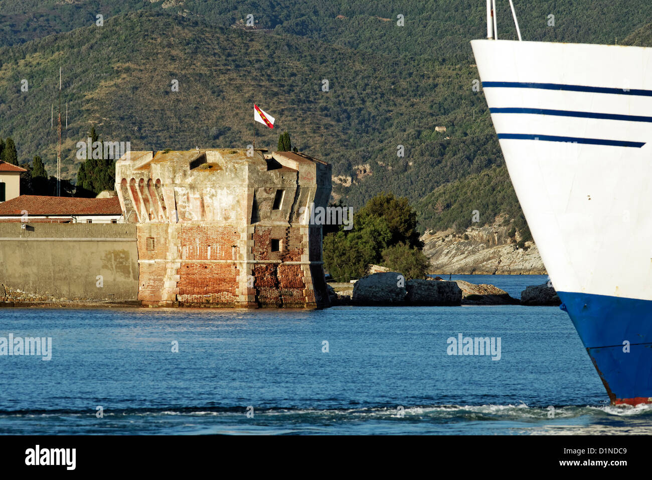 Old tower to harbour entrance, City Portoferraio, Elba Tuscany Italy ...