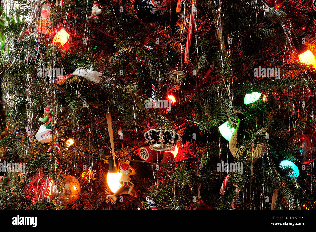 Decorated White Spruce Christmas tree Stock Photo - Alamy
