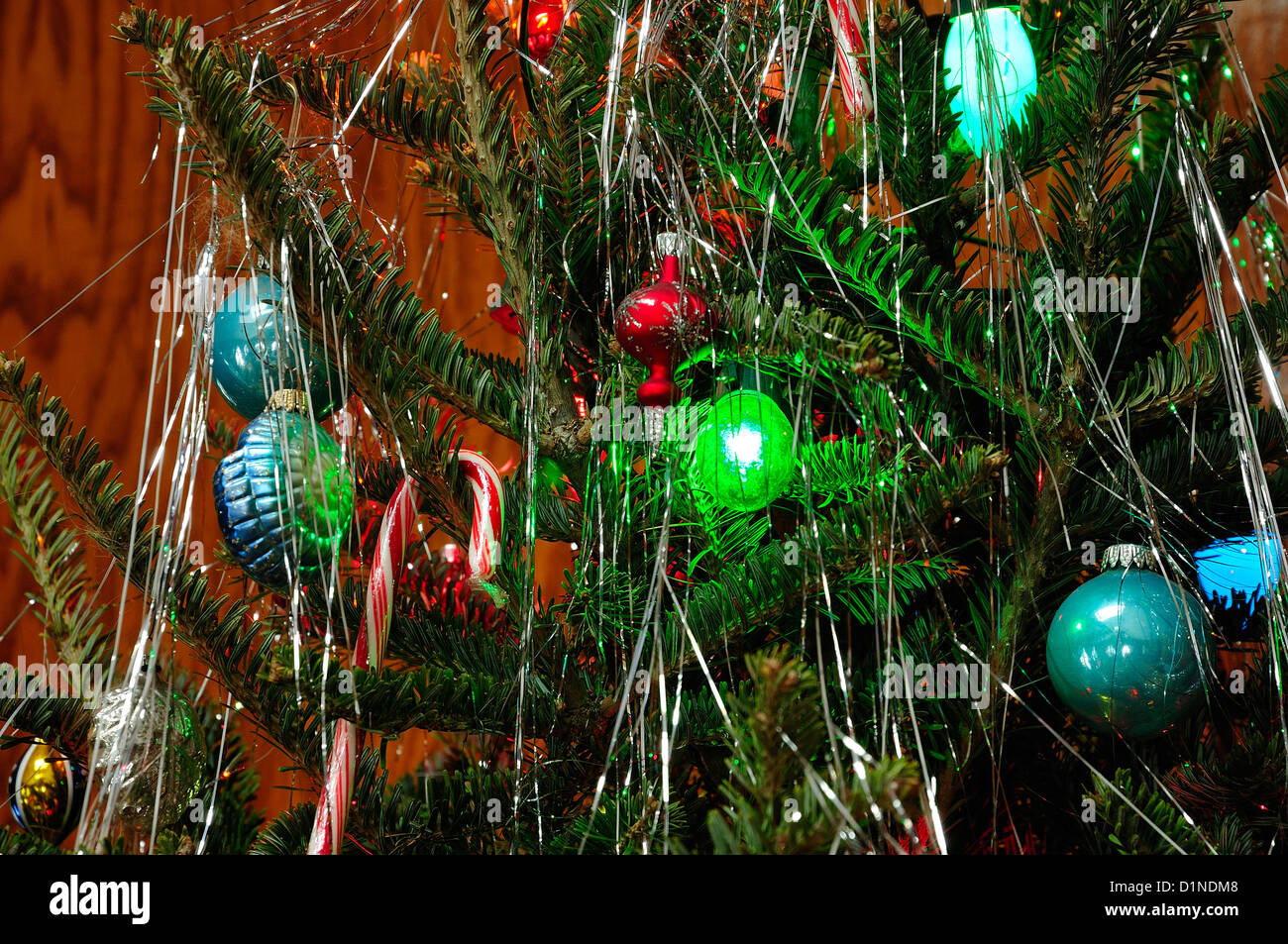 Decorated White Spruce Christmas tree Stock Photo - Alamy