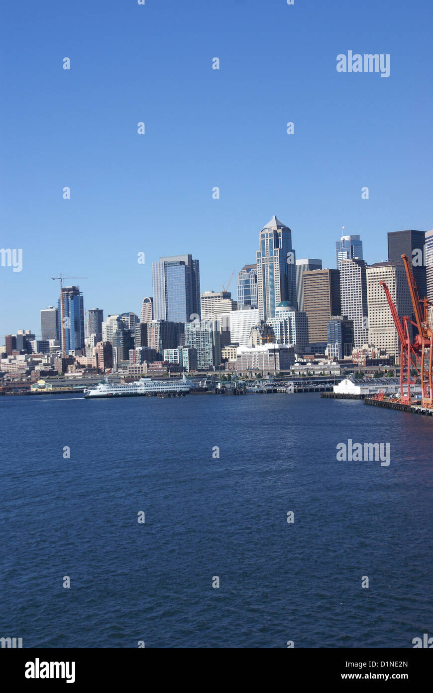 Seattle waterfront skyline,with ferry, Puget Sound, Pacific Northwest ...