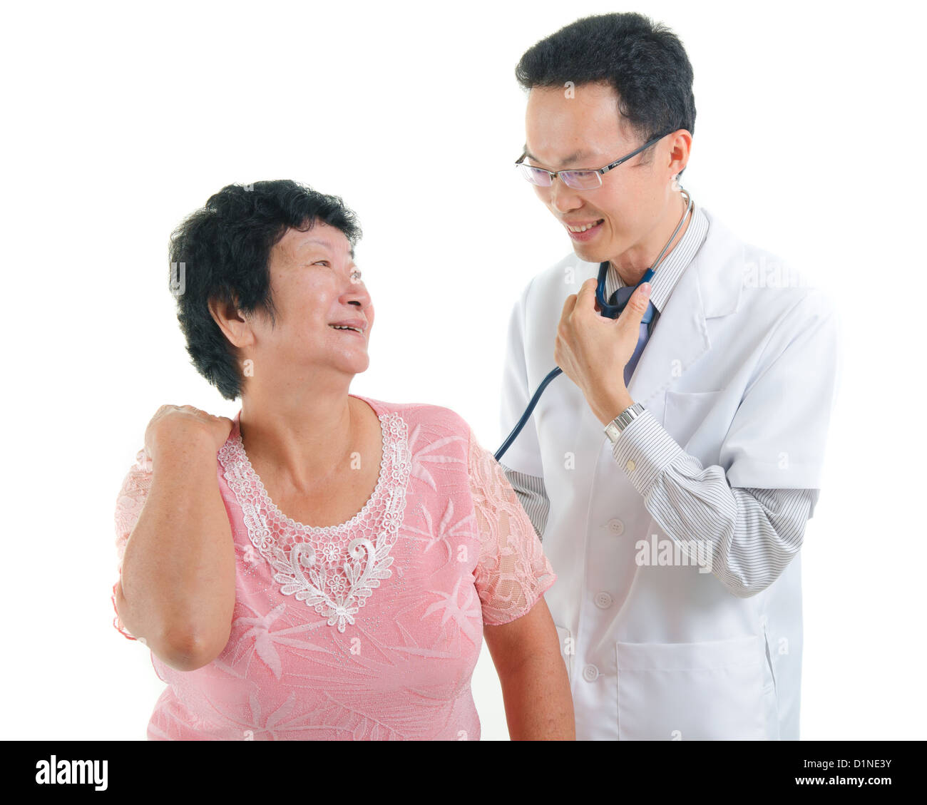 asian senior female medical checkup with doctor ,south east asian ...