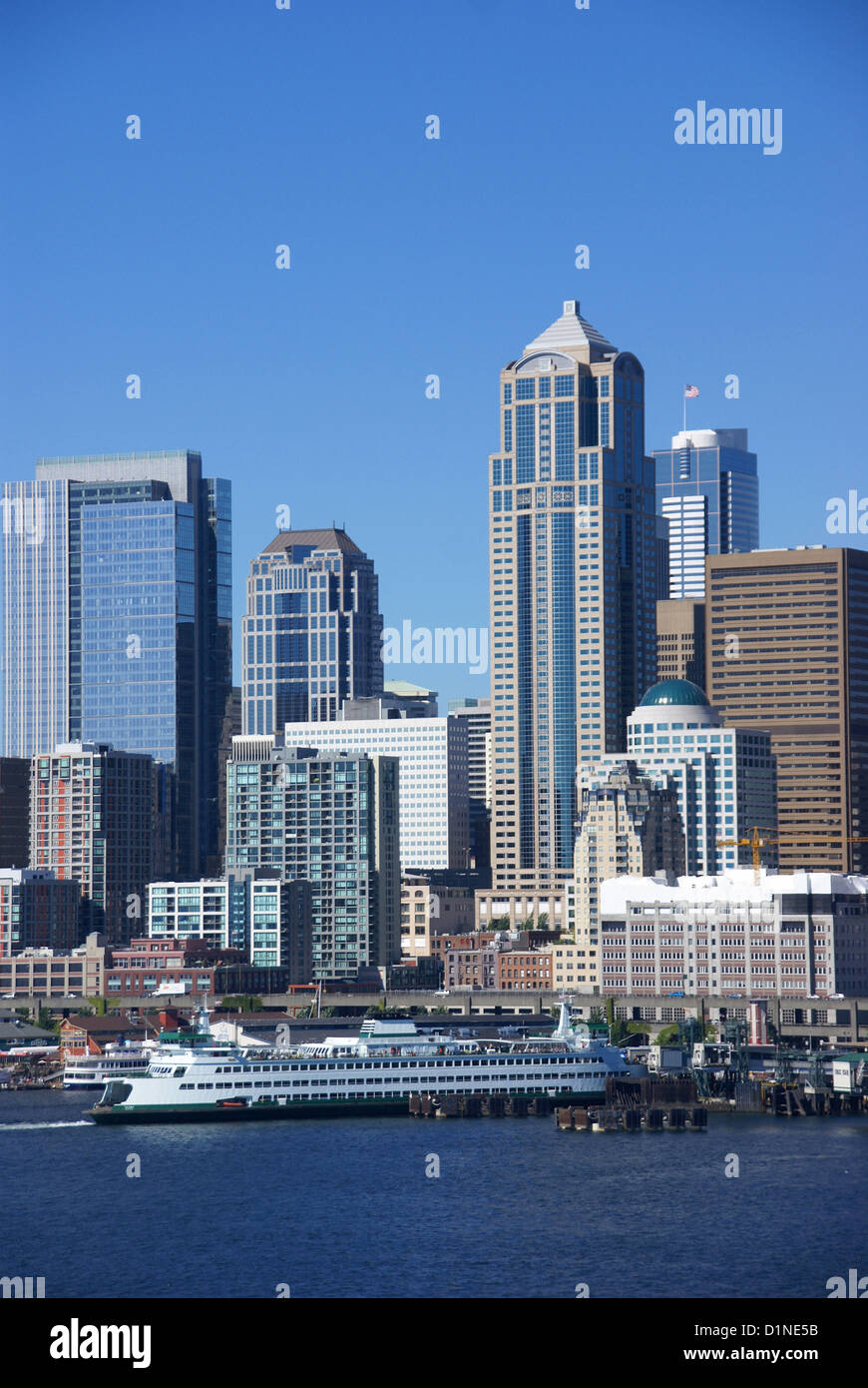 Seattle waterfront skyline,with ferry, Puget Sound, Pacific Northwest ...