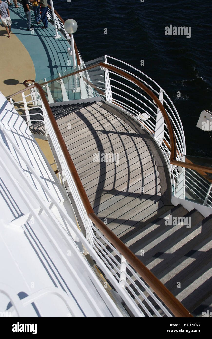 Shadows, railing & deck chairs, Cruise ship, Pacific Northwest Stock ...