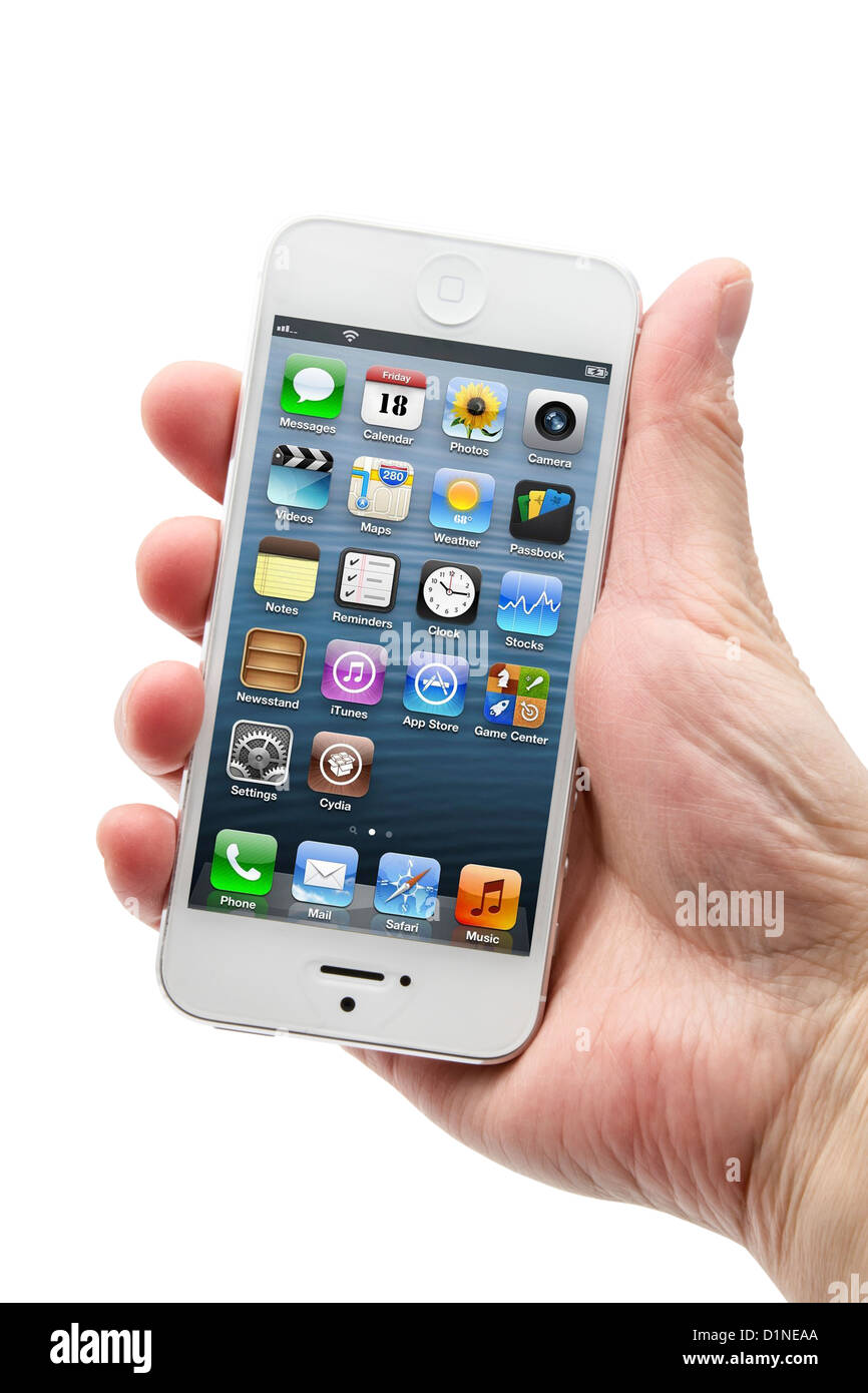 Iphone 5 in hand hi-res stock photography and images - Alamy