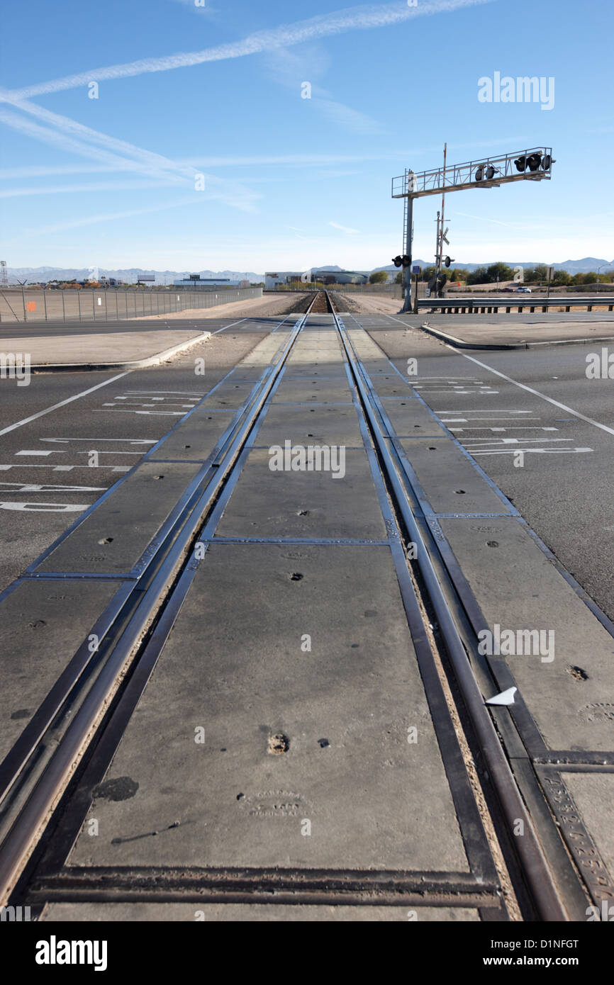 railroad level crossing highway Las Vegas Nevada USA Stock Photo - Alamy