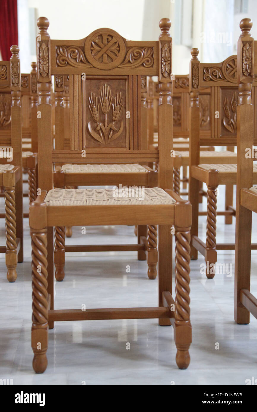 Chairs inside the new Orthodox Cathedral of the Resurrection of Christ ...