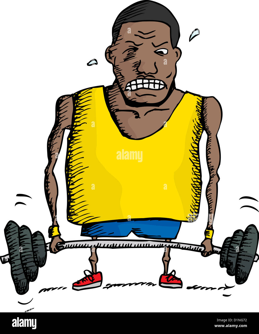 African man struggling to lift barbell up Stock Photo - Alamy