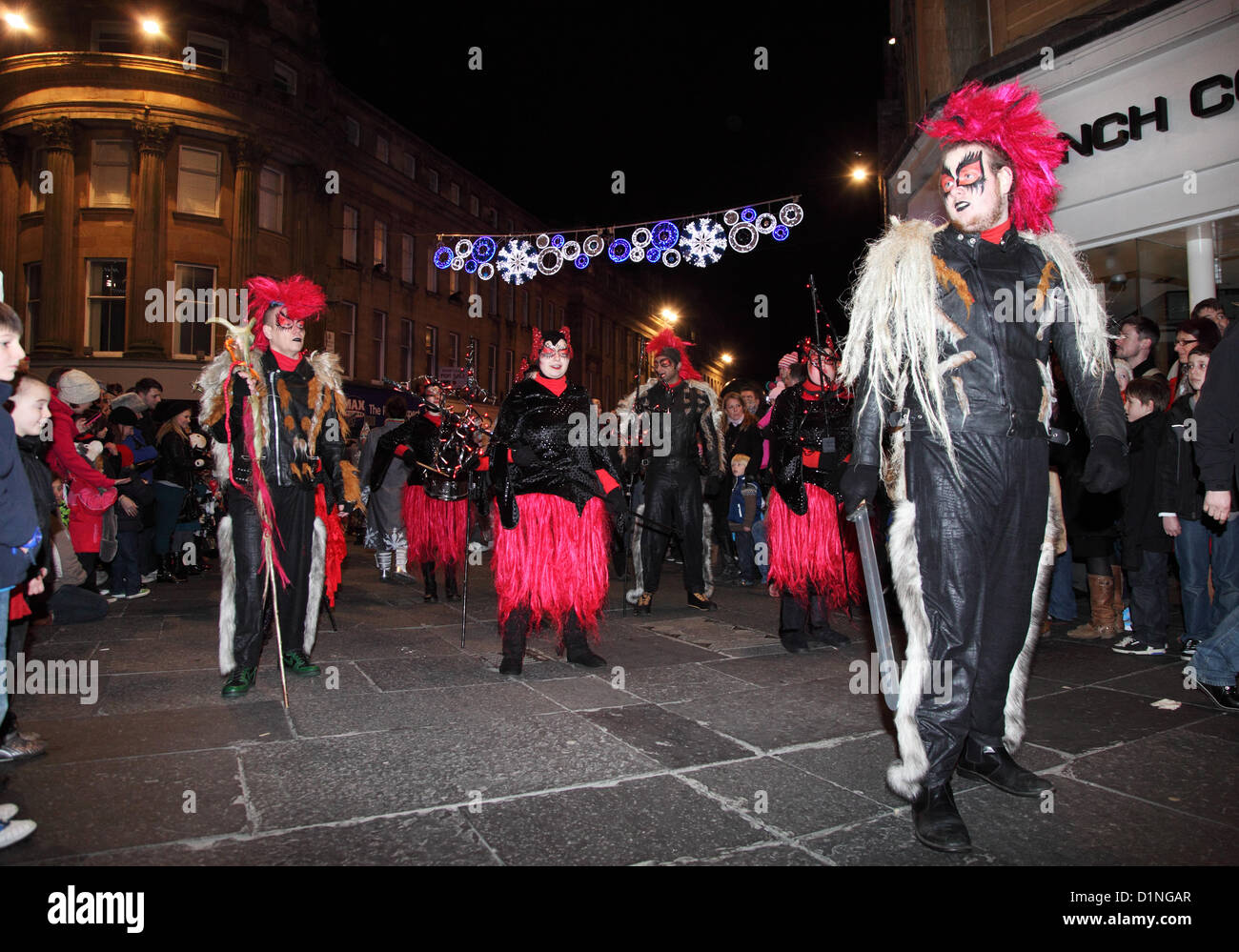 Procession through Newcastle new years eve 2012 party or winter ...