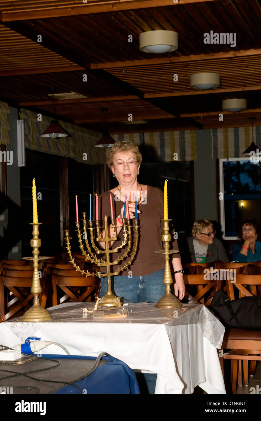 lighting the Chanukah Menorah Stock Photo - Alamy