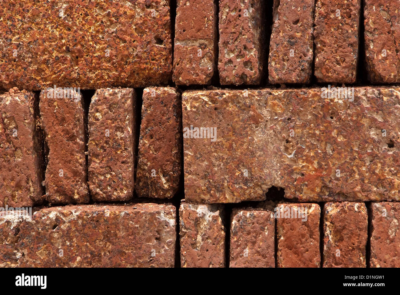 Pattern, Texture, Background of Red-brown Laterite bricks Stock Photo ...