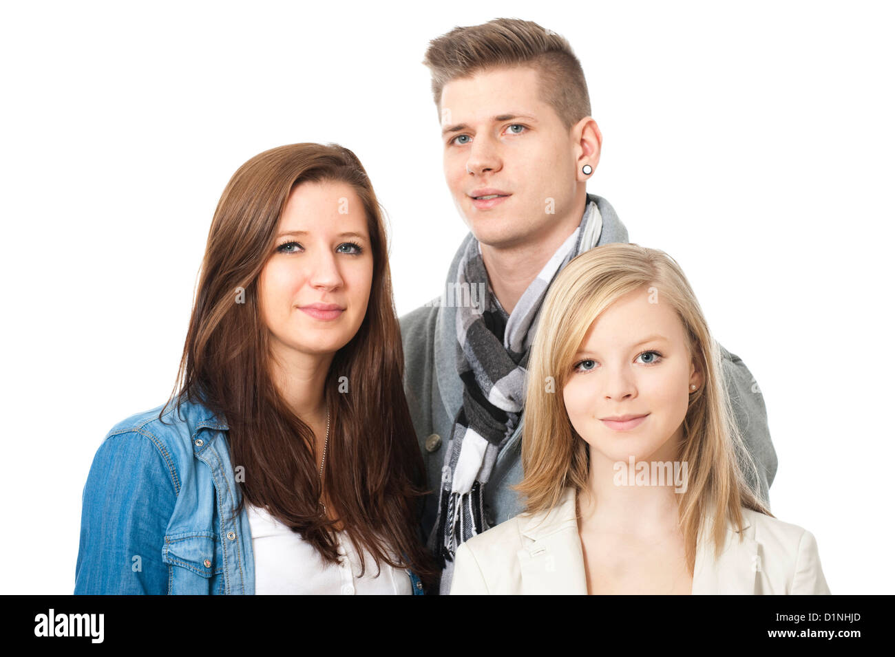 Three teenagers isolated on white background Stock Photo - Alamy