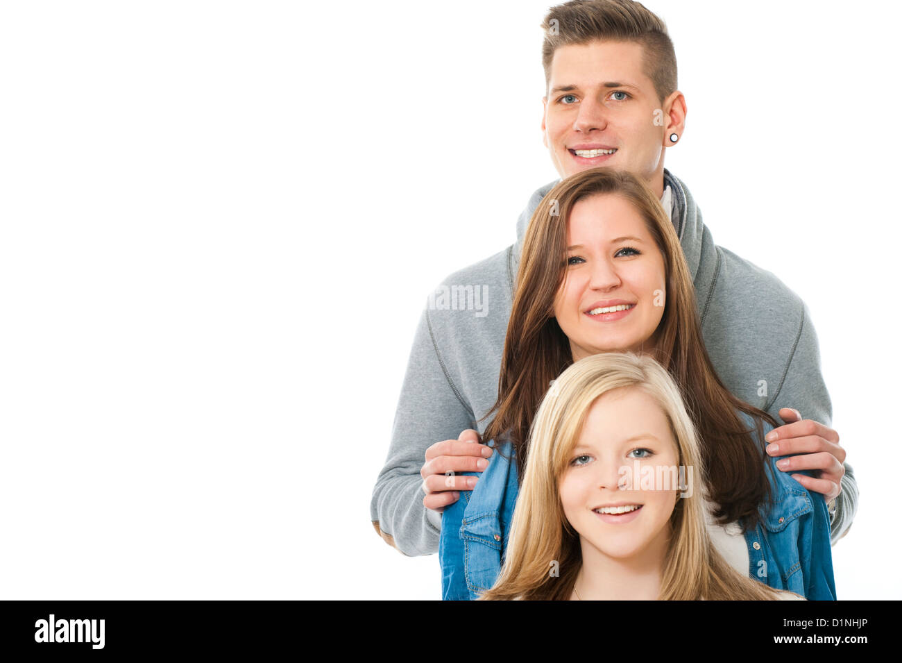 Three teenagers isolated on white background Stock Photo - Alamy