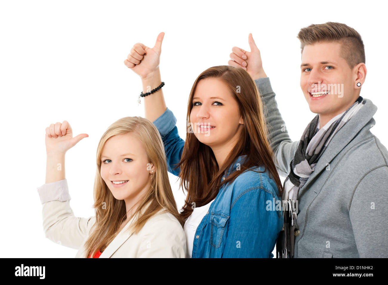 Three teenagers isolated on white background Stock Photo - Alamy