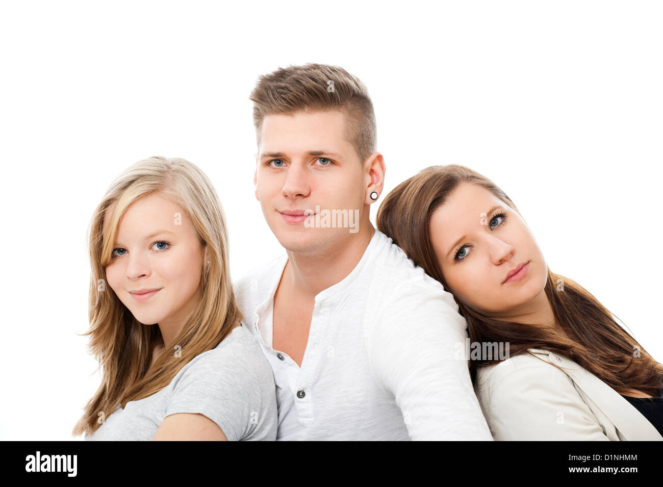 Three teenagers isolated on white background Stock Photo - Alamy