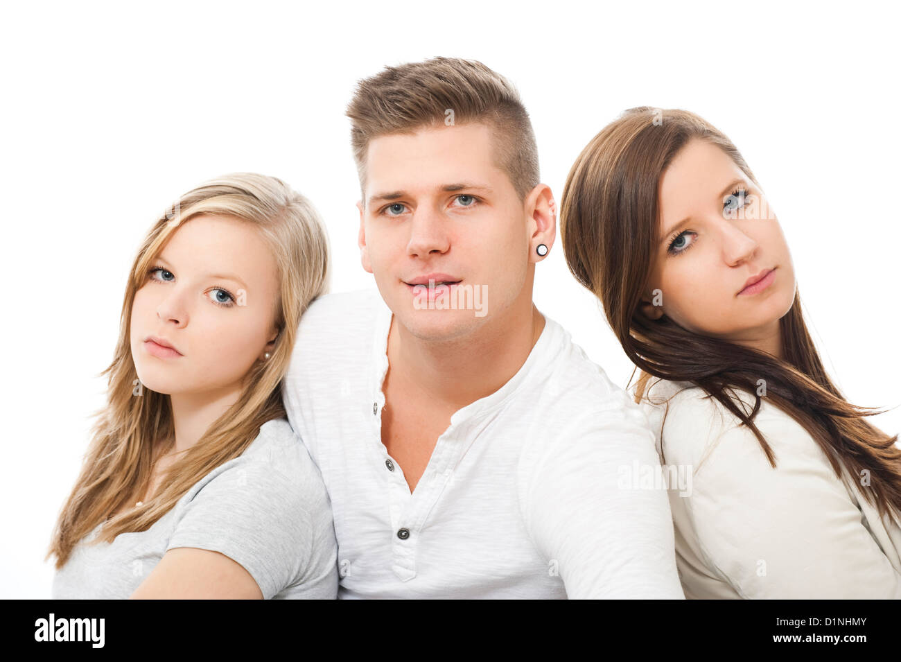 Three teenagers isolated on white background Stock Photo - Alamy