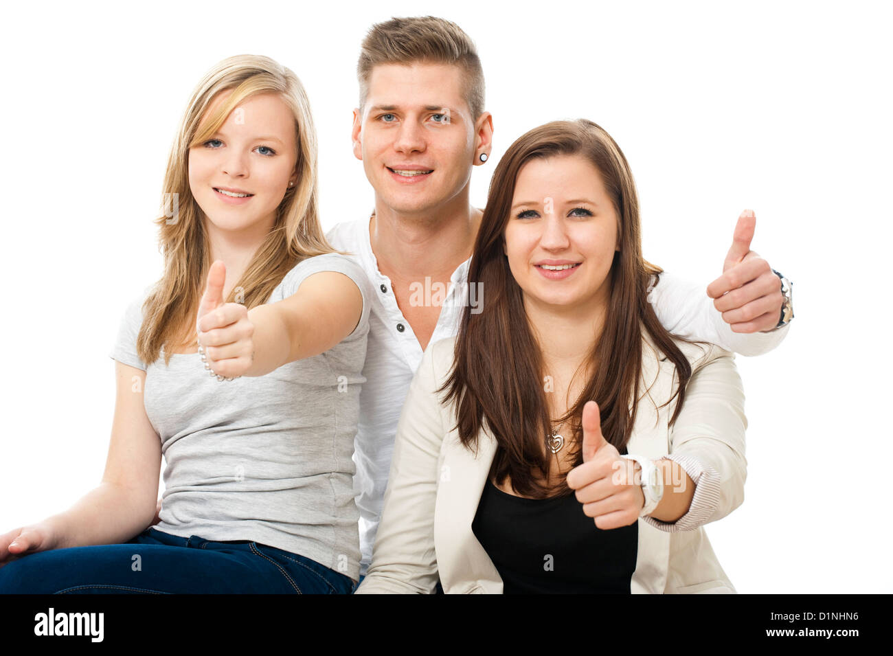 Three teenagers isolated on white background Stock Photo - Alamy