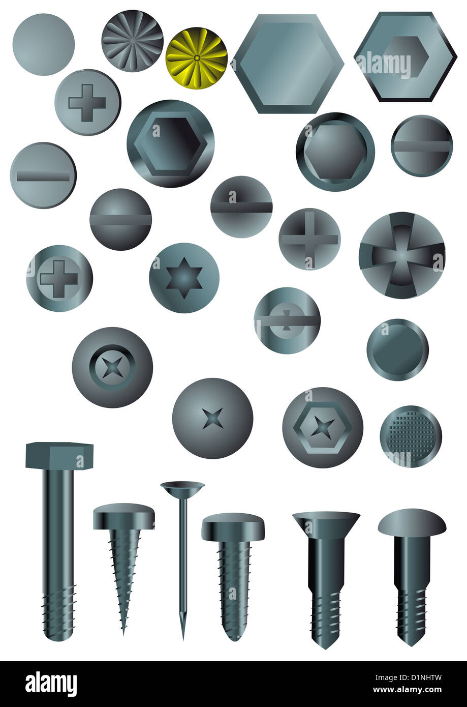 set of screws and nails isolated on white Stock Photo - Alamy