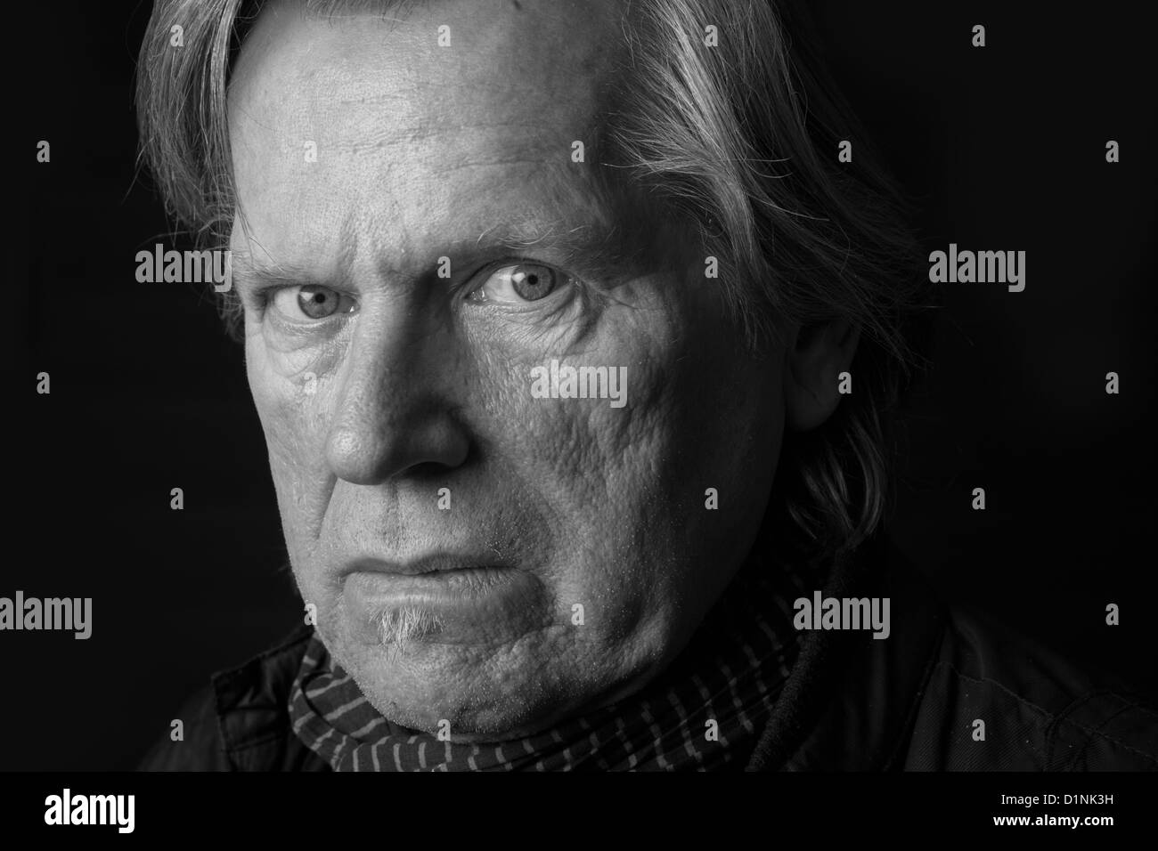 portrait man 60 b&w black and white, low key, senior Stock Photo - Alamy