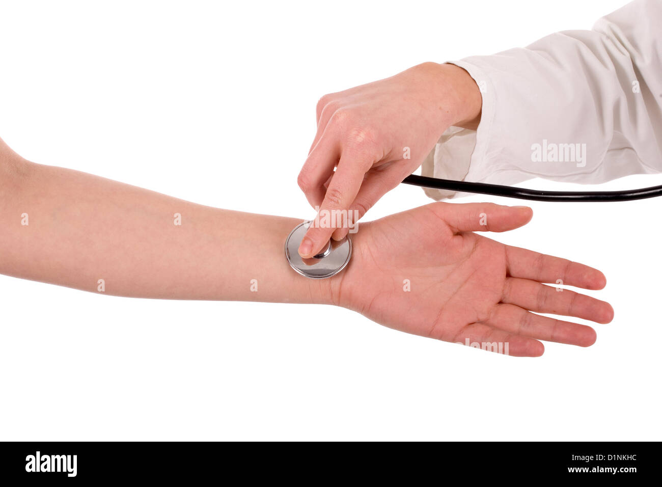Checking pulse by stethoscope Stock Photo - Alamy