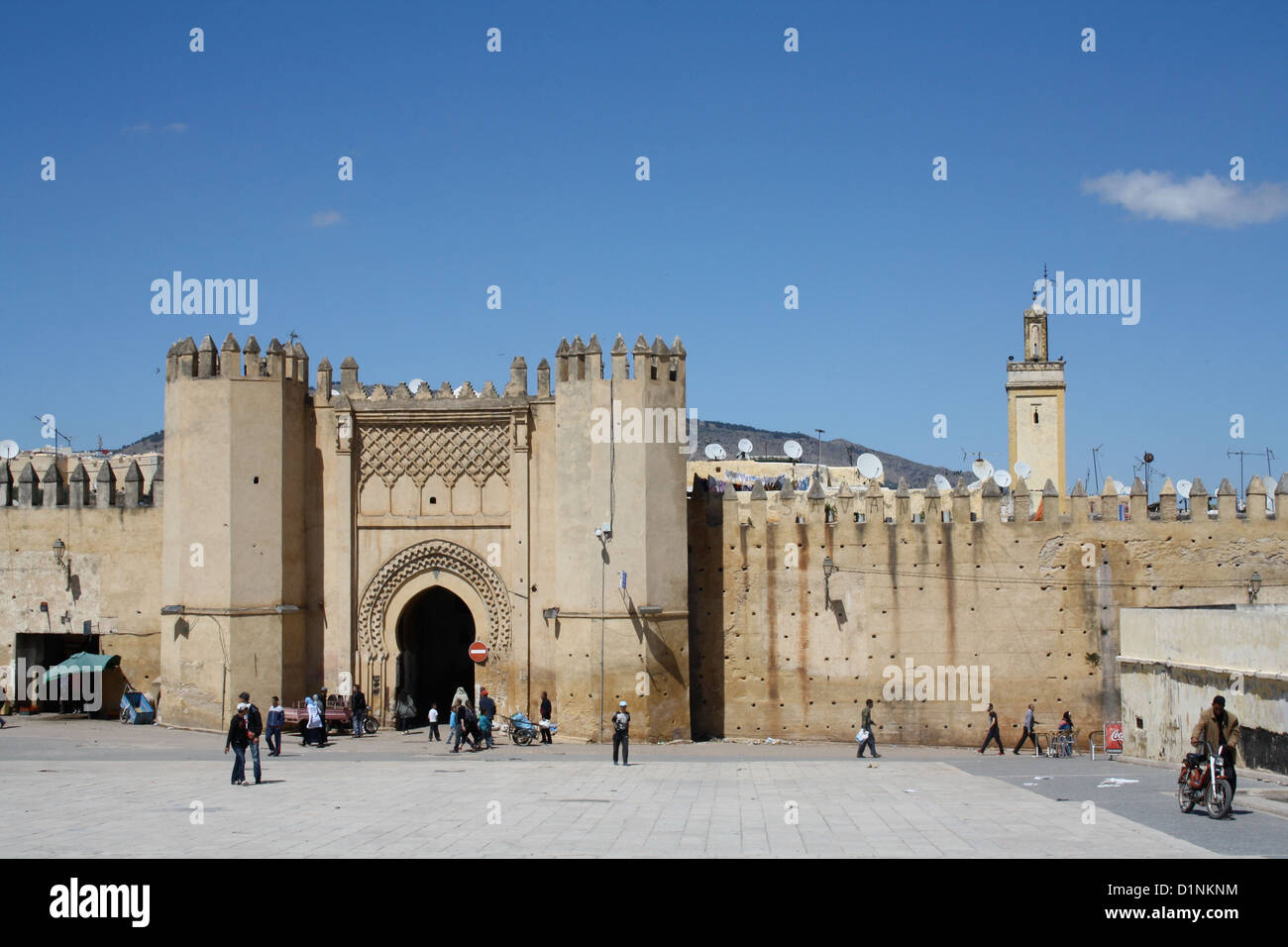 Medieval city walls and gate, Fez, Morocco Stock Photo - Alamy