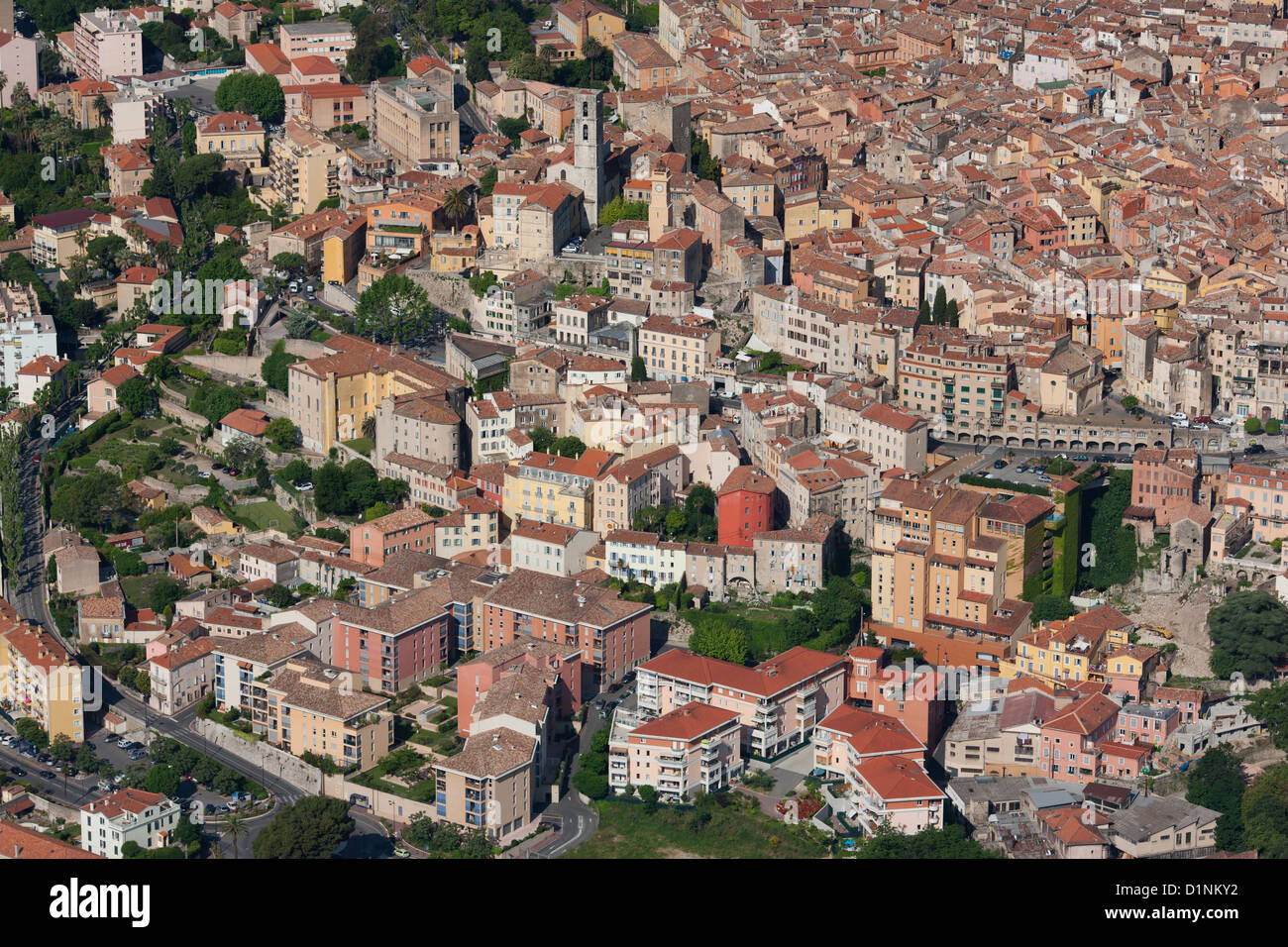 AERIAL VIEW. The old town of Grasse. French Riviera, France Stock Photo ...