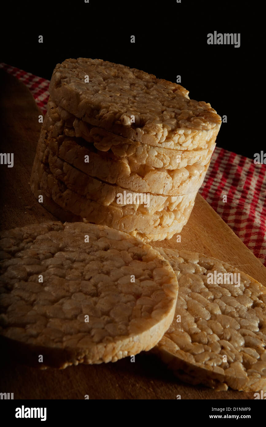 Tasty rice cakes on a kitchen table Stock Photo - Alamy