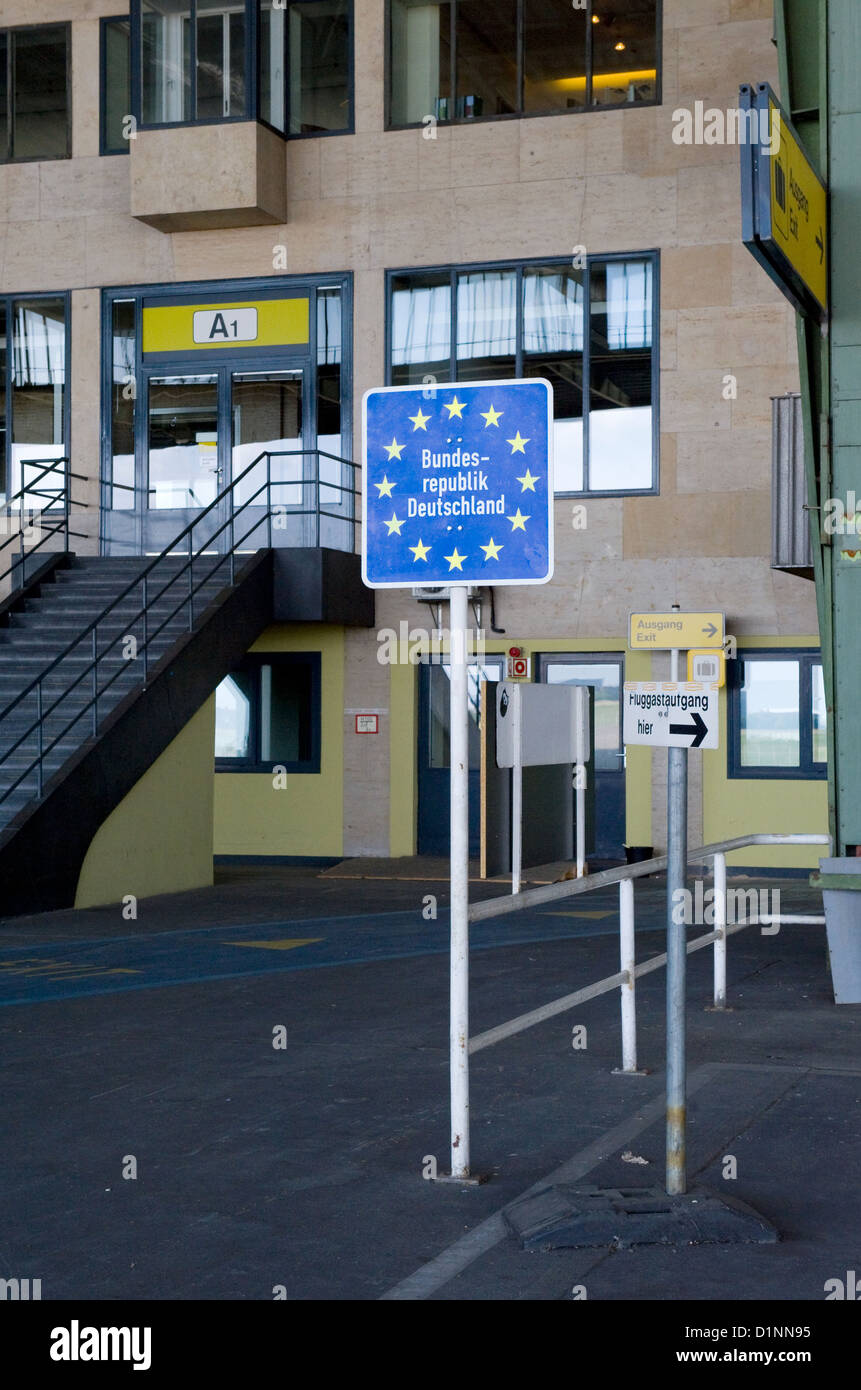 Berlin, Germany, signs on the exit plane at Tempelhof Airport Stock ...