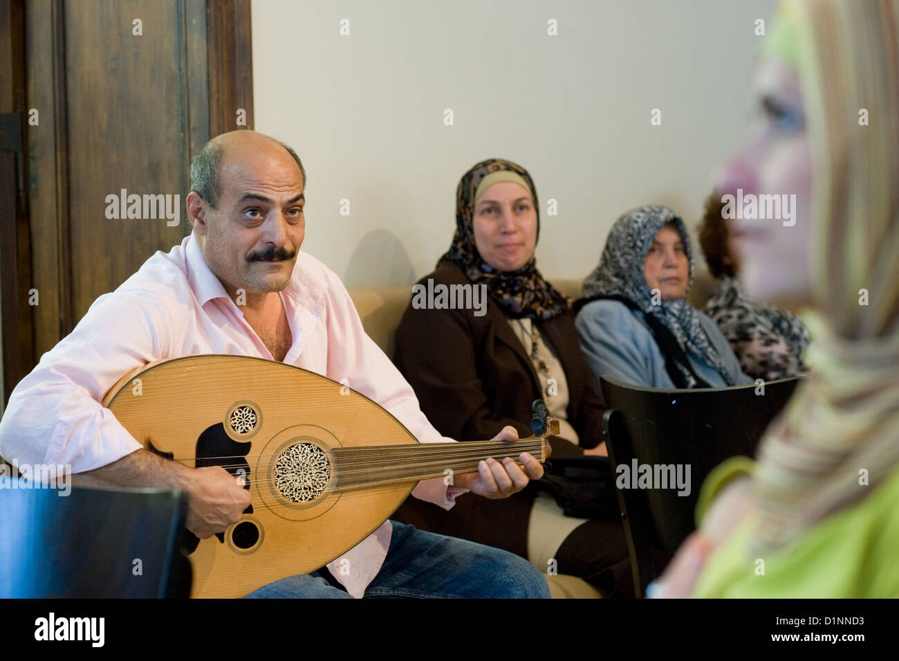 Berlin, Germany, Muslims in a neighborhood meeting in Neukoelln Stock ...