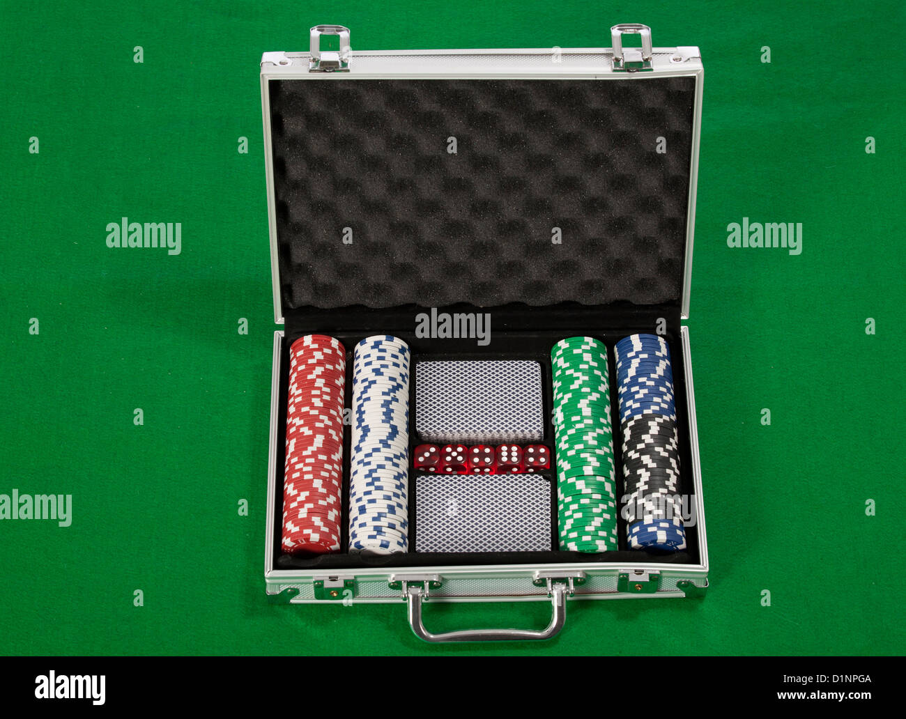 A photo of poker chips and cards in a briefcase Stock Photo - Alamy