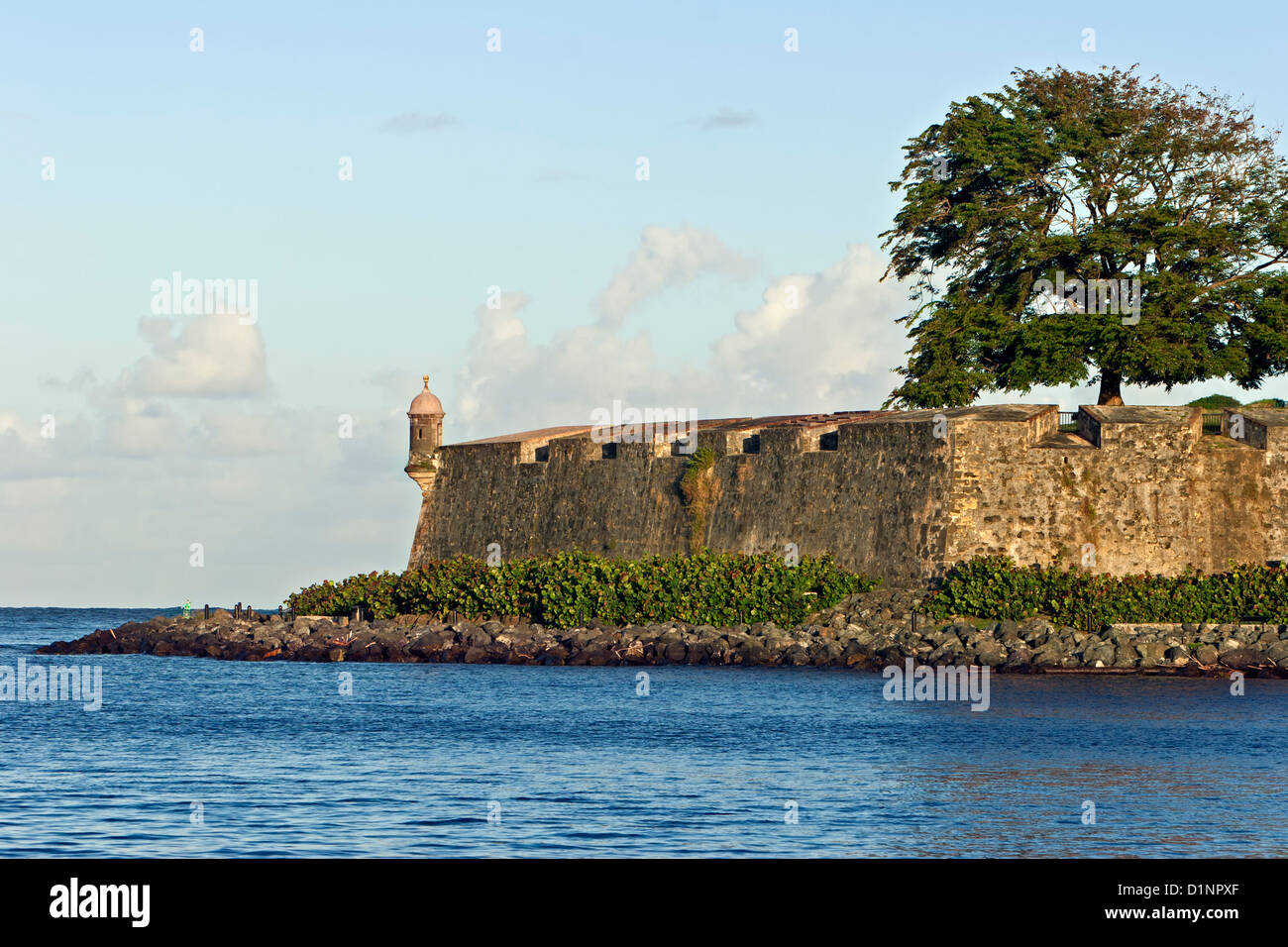Spanish walls and sentry house, San Juan Bay, Old San Juan, Puerto Rico ...
