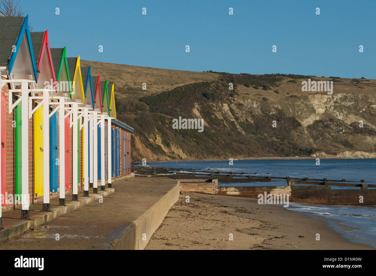Swanage beach dorset huts hi-res stock photography and images - Alamy
