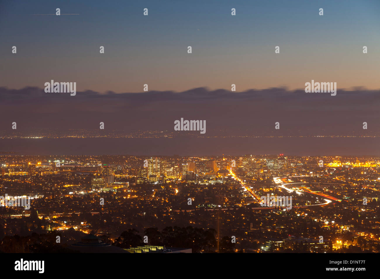 Downtown Oakland Skyline at Night Stock Photo - Alamy