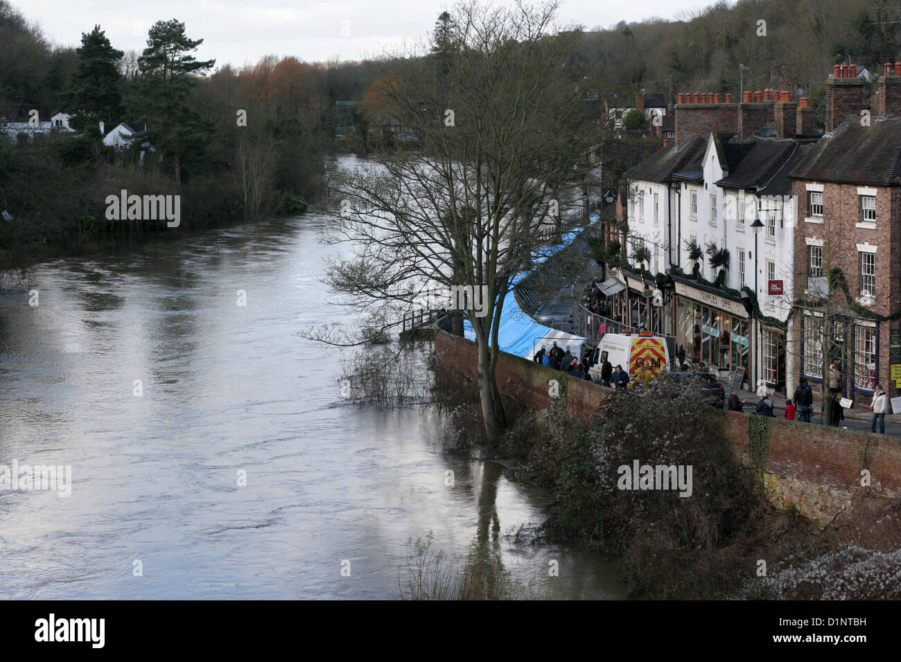 Ironbridge, UK. 1st Jan, 2013. Flood defences at Ironbridge against the ...