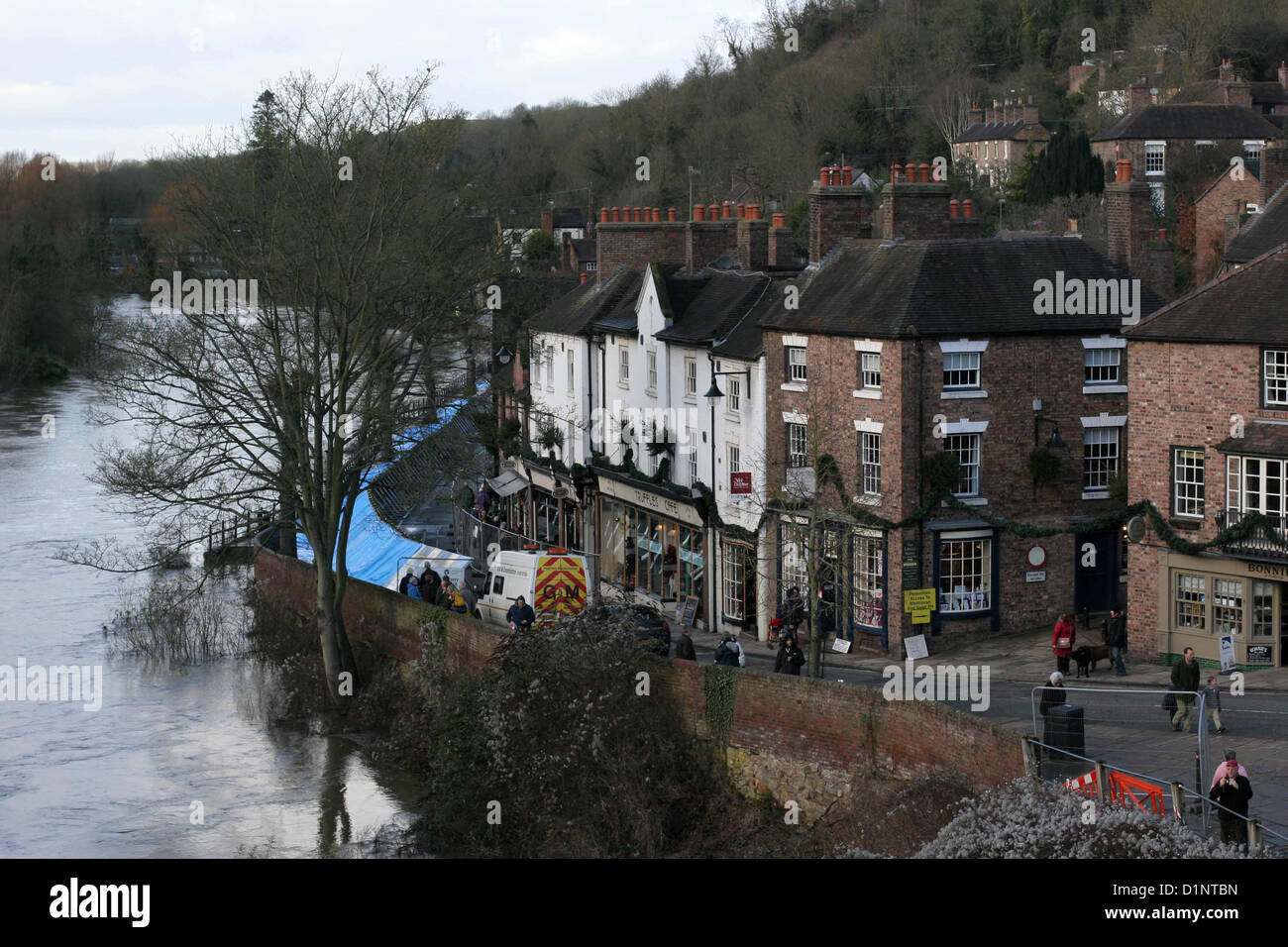 Ironbridge, UK. 1st Jan, 2013. Flood defences at Ironbridge against the ...