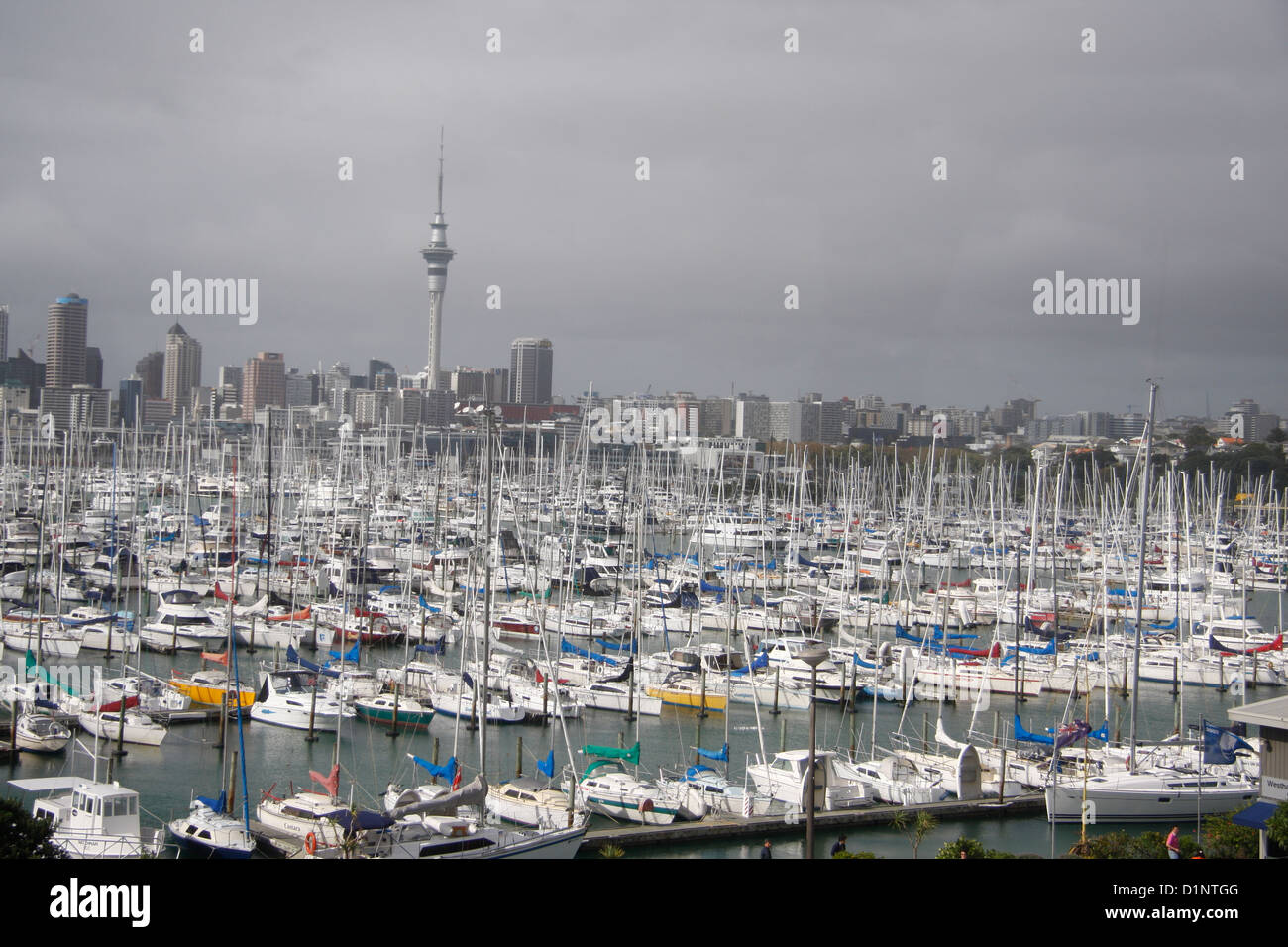 Westhaven Marina in Auckland city, viewed from the Harbour Bridge Stock ...