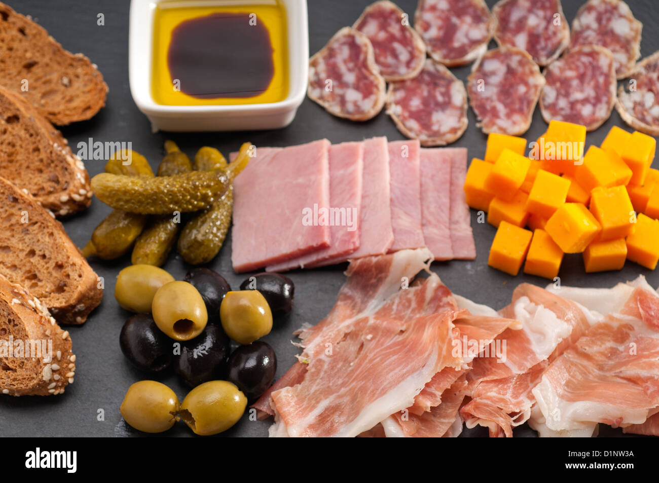 assorted fresh cold cut platter Italian appetizer Stock Photo - Alamy