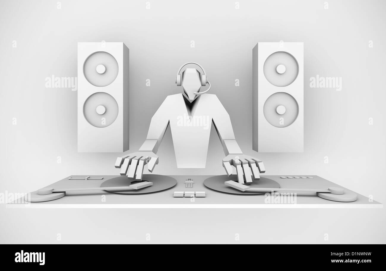 3d dj man playing Stock Photo - Alamy