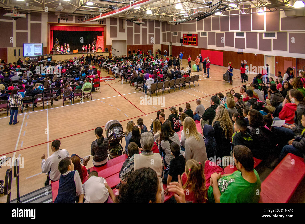 A large audience attends a Christmas pageant at the California School ...