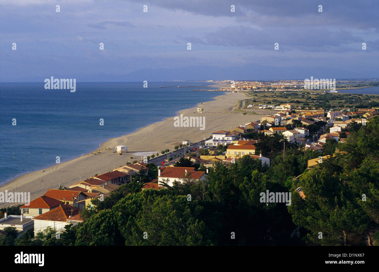 Radieuse coast and Leucate plage village, Aude, Languedoc-Roussillon ...