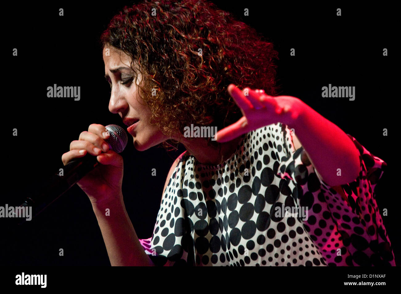 Kurdish singer Aynur Dogan from Turkey performing at Warsaw Cross ...