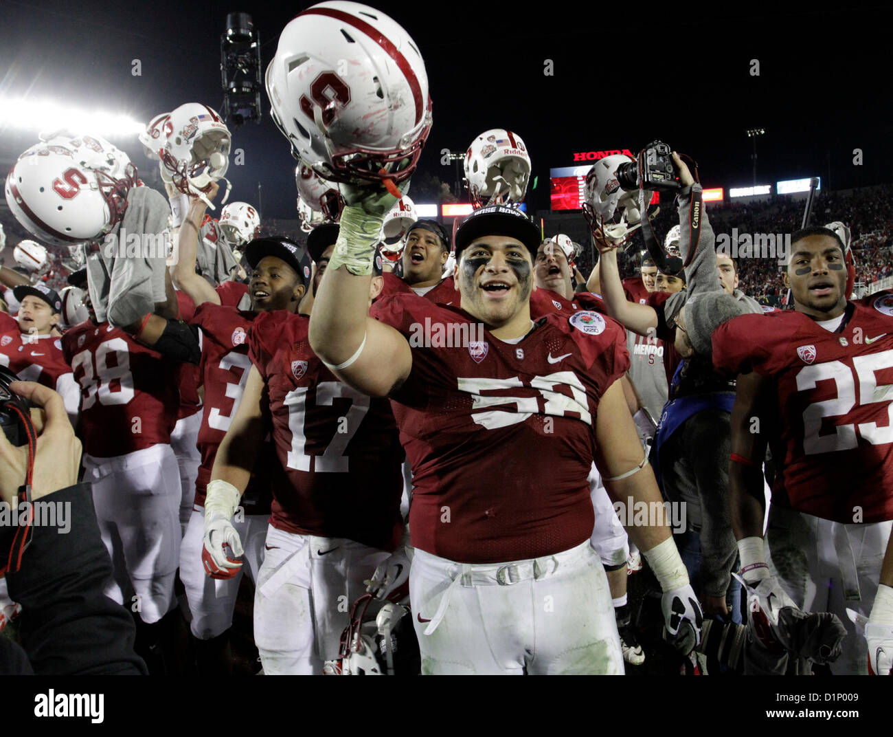 Jan. 1, 2013 - Pasadena, California, U.S - Stanford football players ...