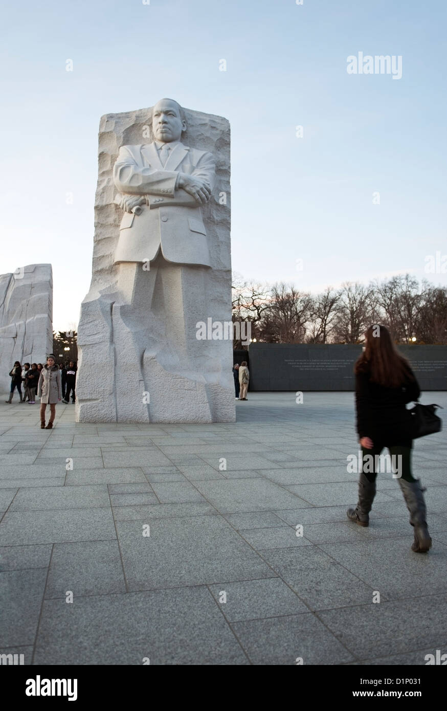 Martin Luther King Memorial statue, full size front view with people ...