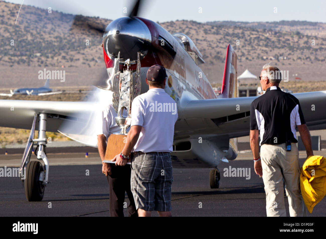 Unlimited air racer Strega taxis into the winners circle after winning ...