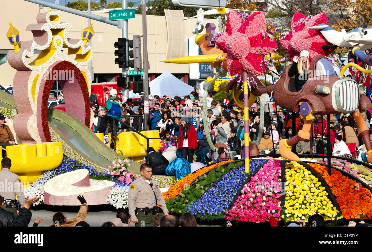 The Honda 2013 Rose Parade float entry, "Follow Your Dreams," leads the ...