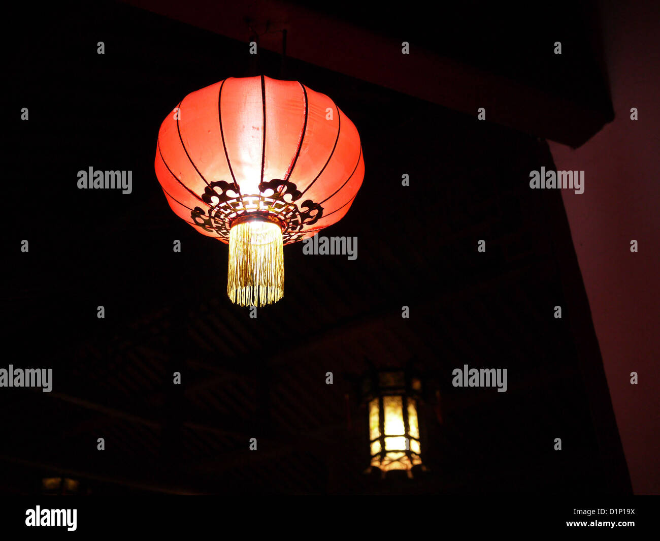 red Chinese lantern night Stock Photo - Alamy