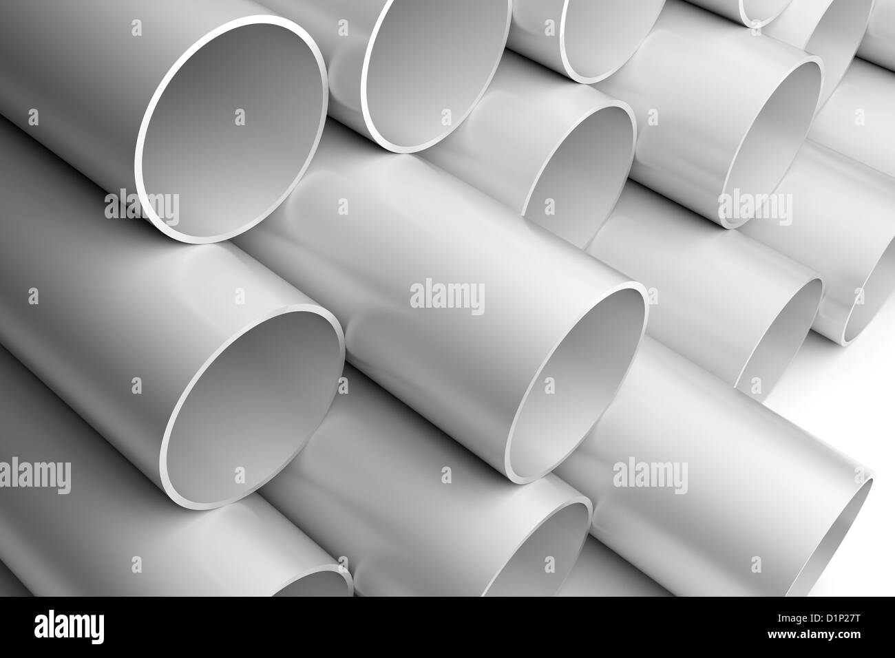 3d render illustration of silver-colored metallic pipes Stock Photo - Alamy